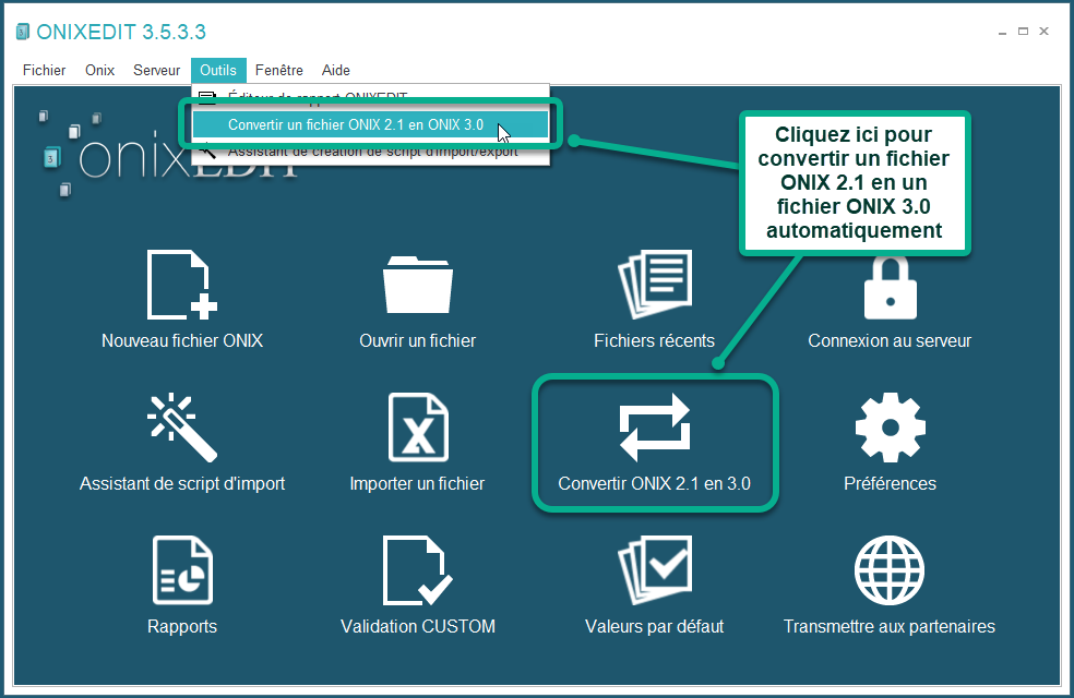Convertir un fichier ONIX 2.1 en ONIX 3.0